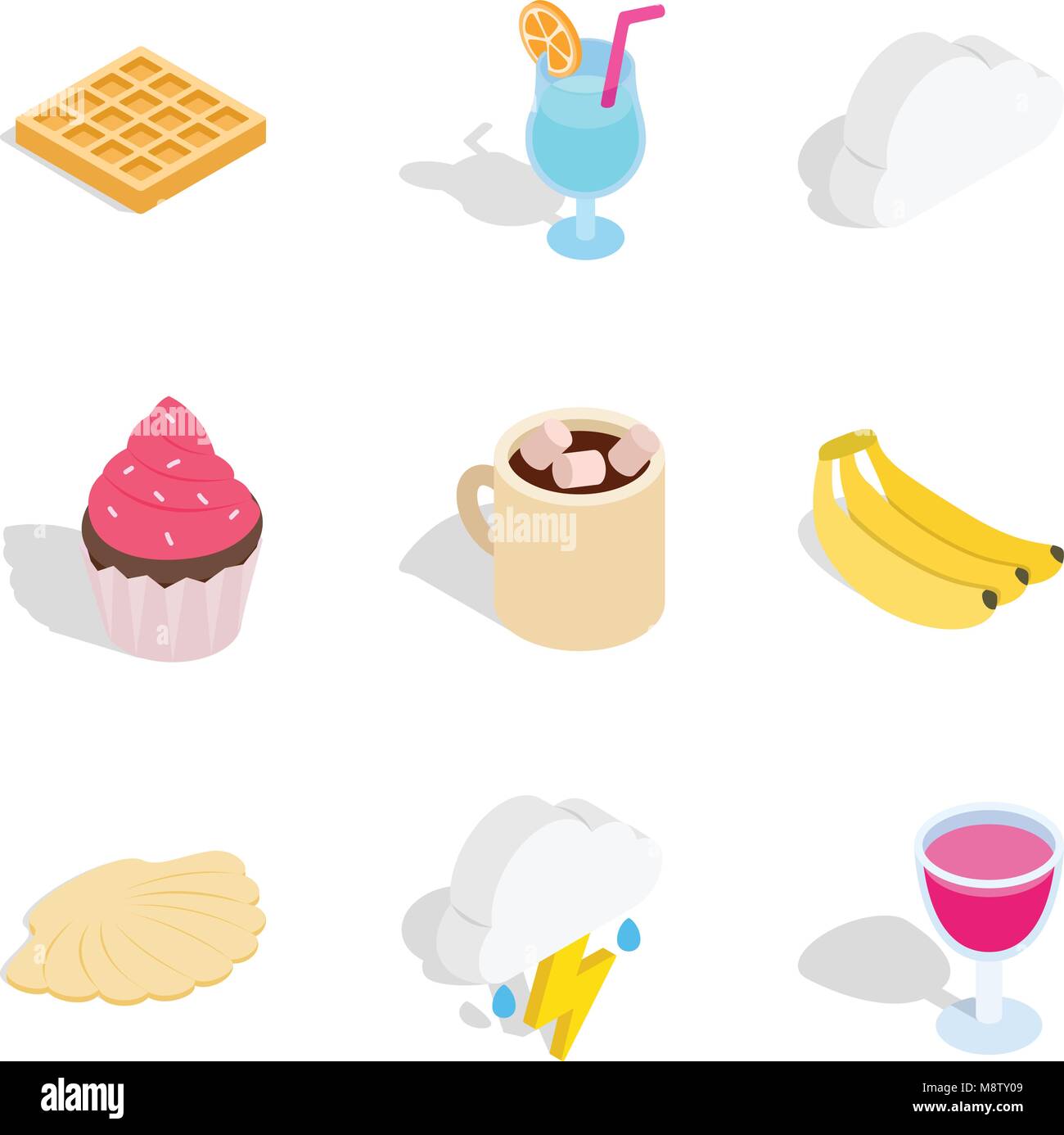 Sweet natural dessert icons set, isometric style Stock Vector Image ...