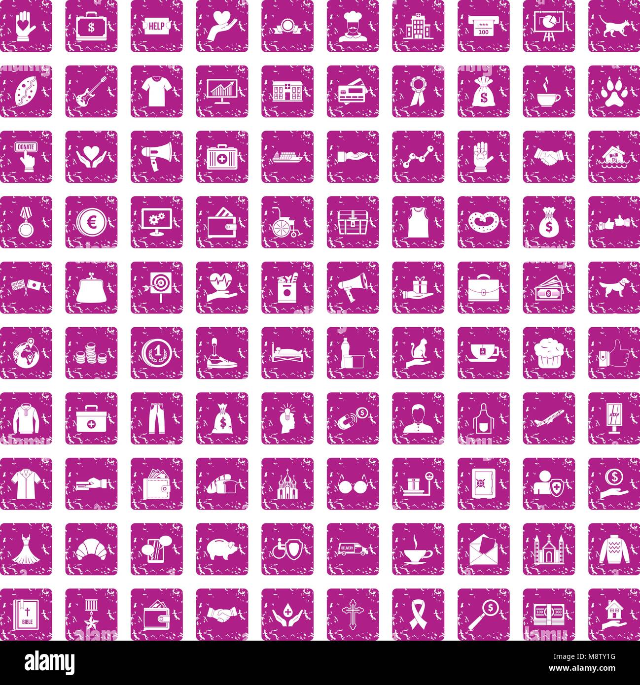 100 charity icons set grunge pink Stock Vector Image & Art - Alamy