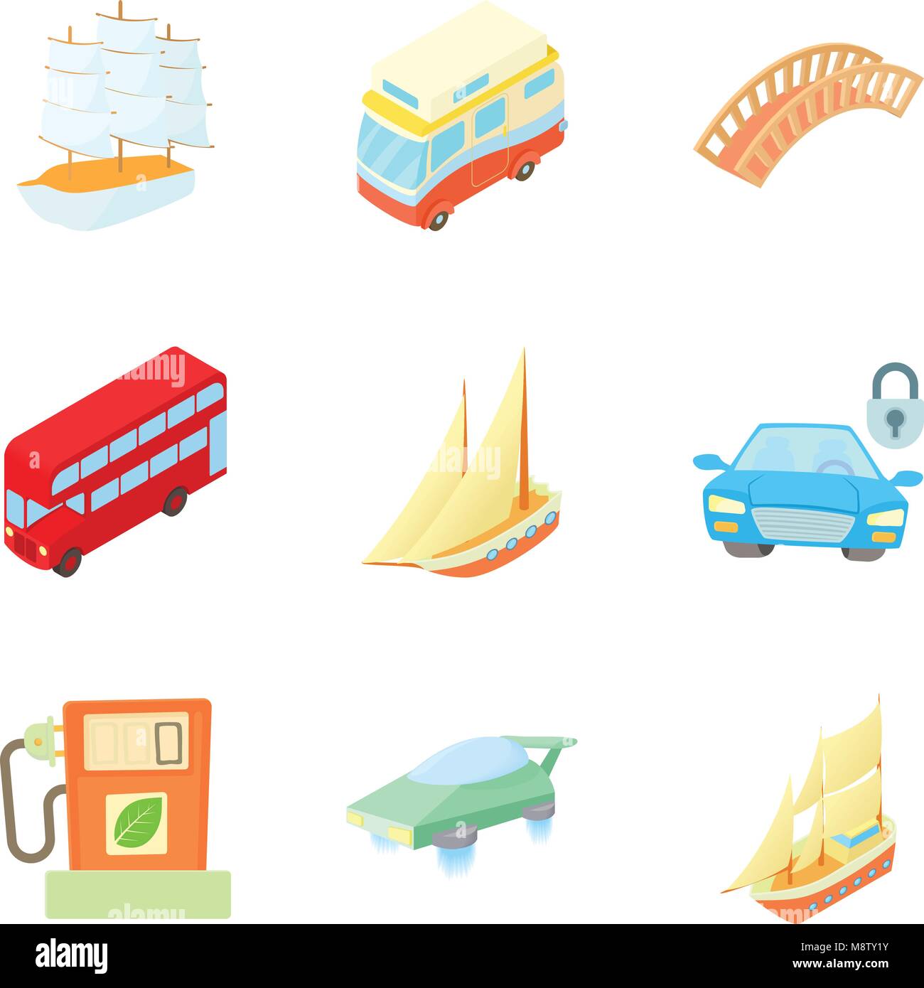 Convoy icons set, cartoon style Stock Vector Image & Art - Alamy