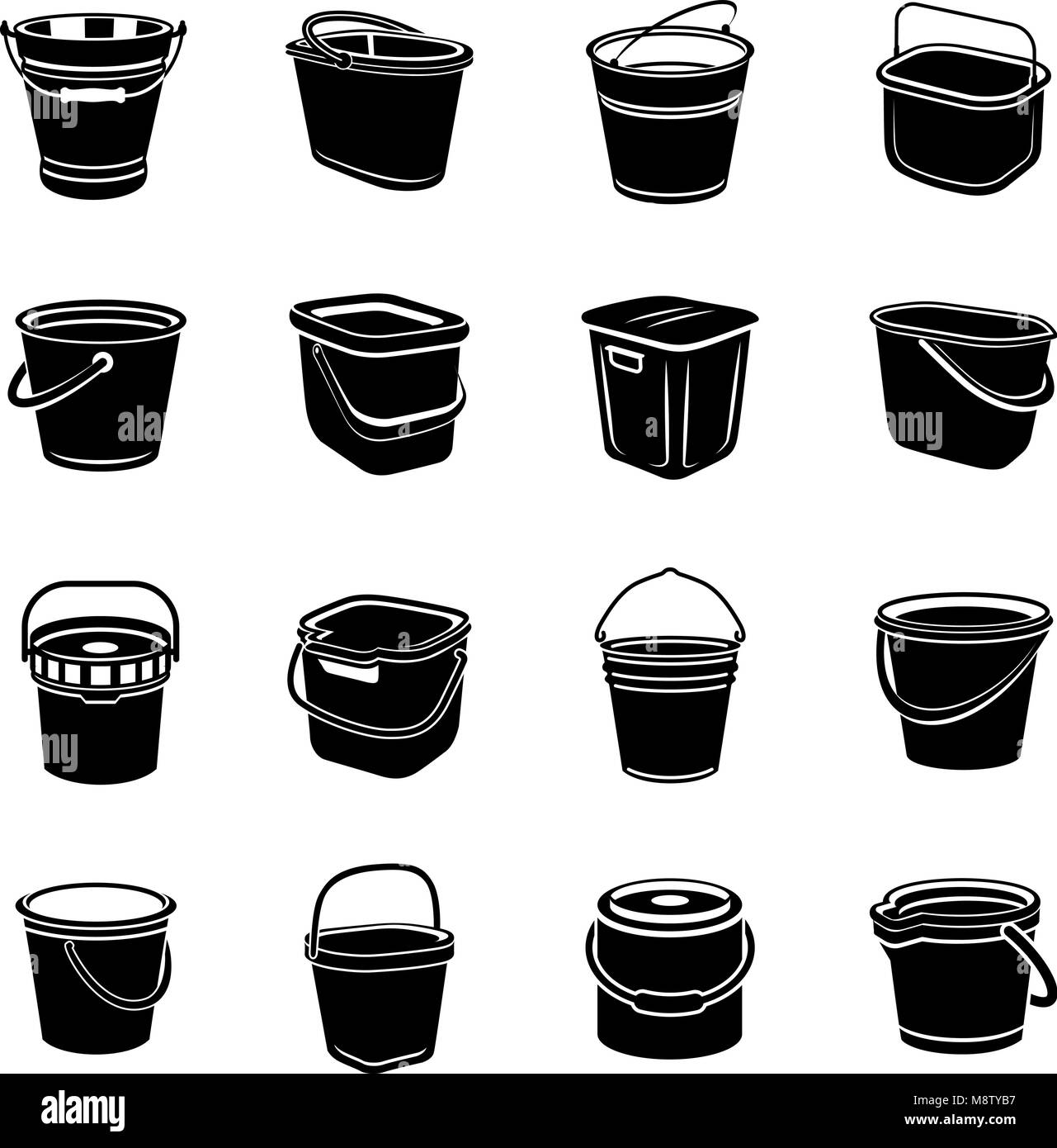 Bucket types container icons set, simple style Stock Vector Image & Art ...
