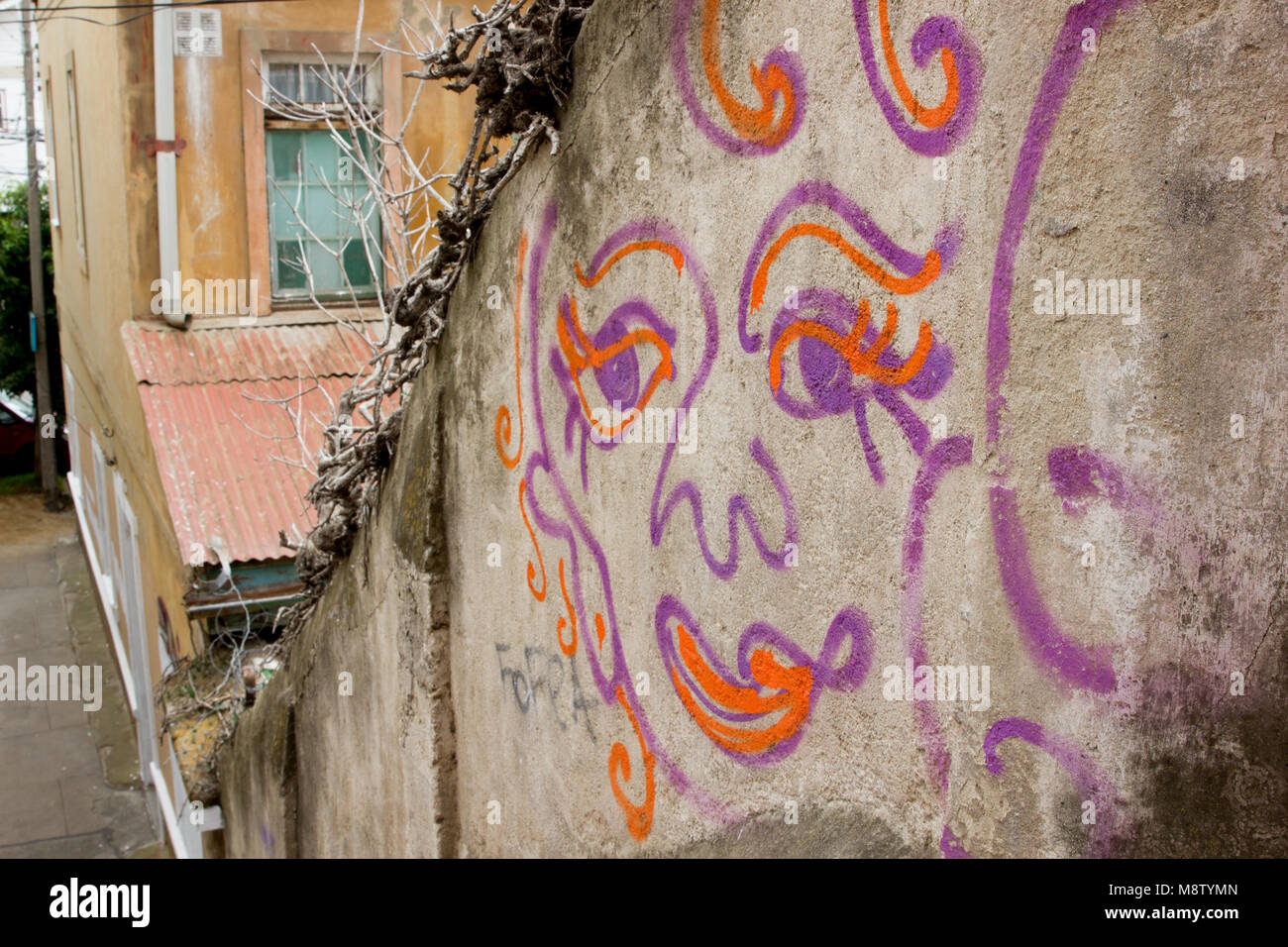 Unique and colorful urban art on the streets of Valparaiso, Chile in ...