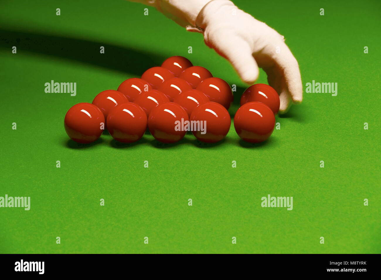 Snooker table and balls with referee arranging the balls Stock Photo ...