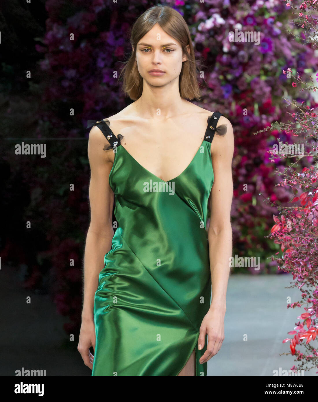 NEW YORK, NY - February 09, 2018: Birgit Kos walks the runway at the ...