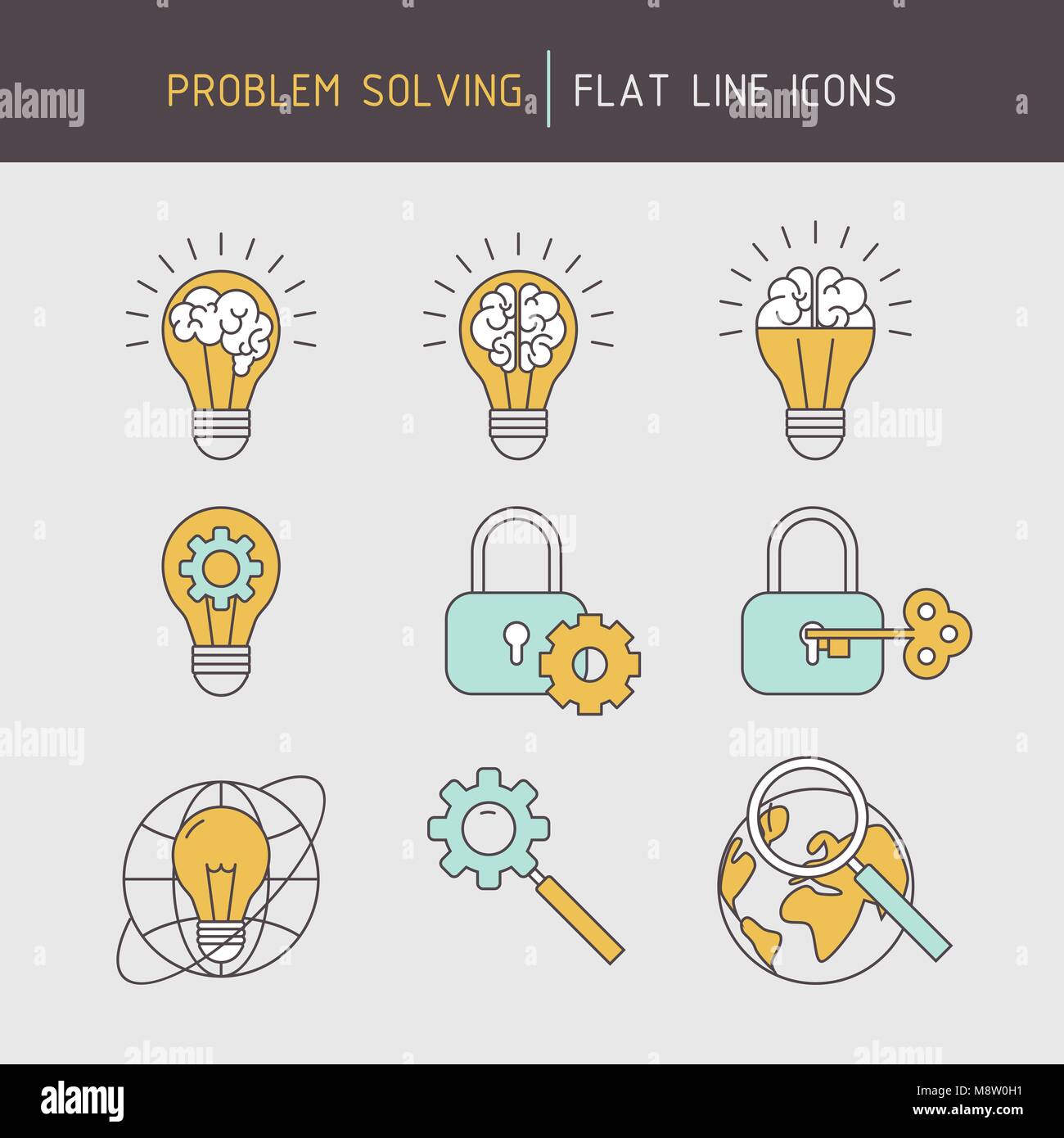 Flat line problem solving icons Stock Vector Image & Art - Alamy Flat line problem solving icons Stock Vector Image & Art - Alamy
