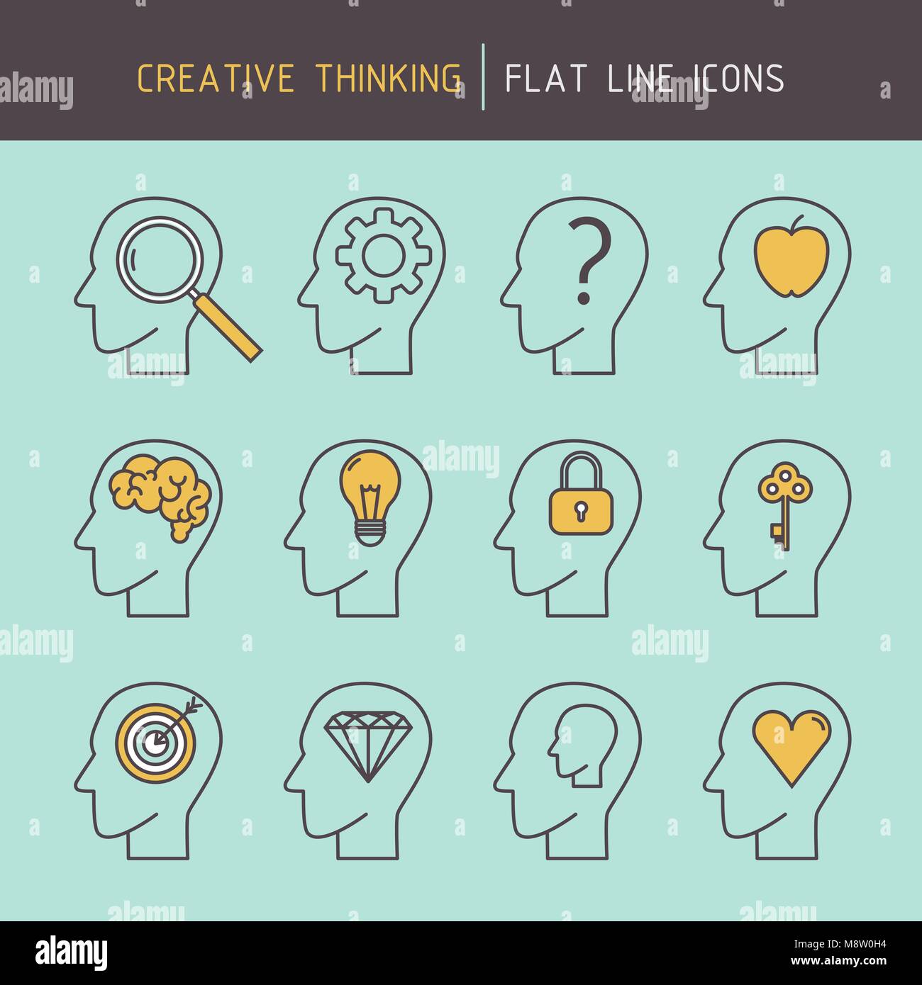 Flat line creative thinking Stock Vector Image & Art - Alamy
