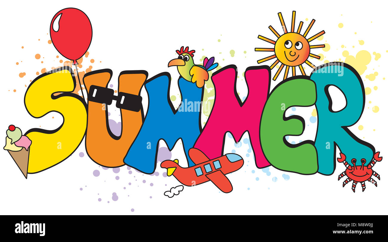 illustration with summer writting concept fantasy Stock Photo - Alamy