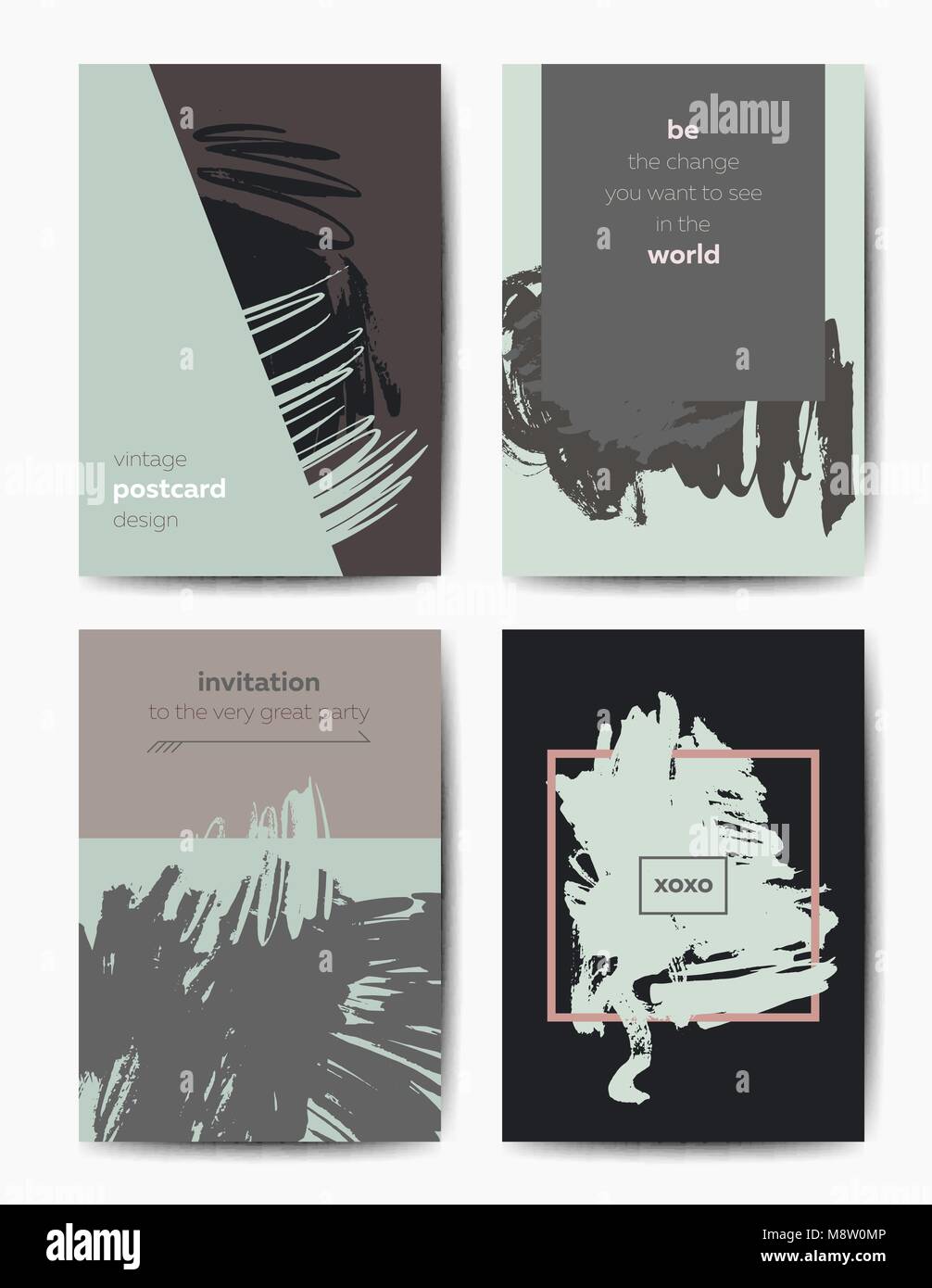 Modern grunge brush postcards Stock Vector Image & Art - Alamy