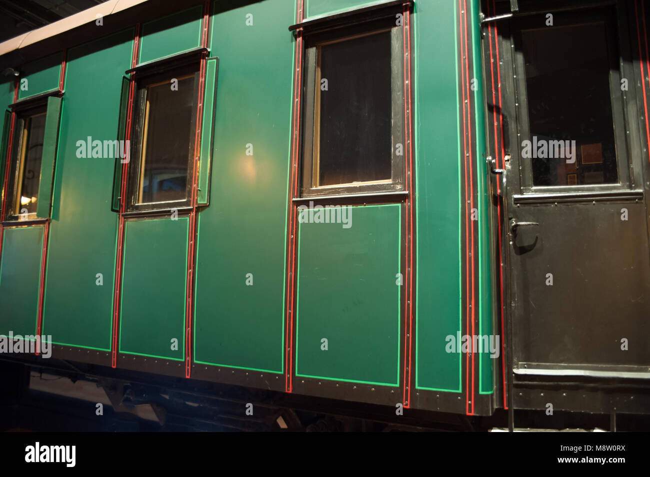 Windows of old train outside Stock Photo - Alamy