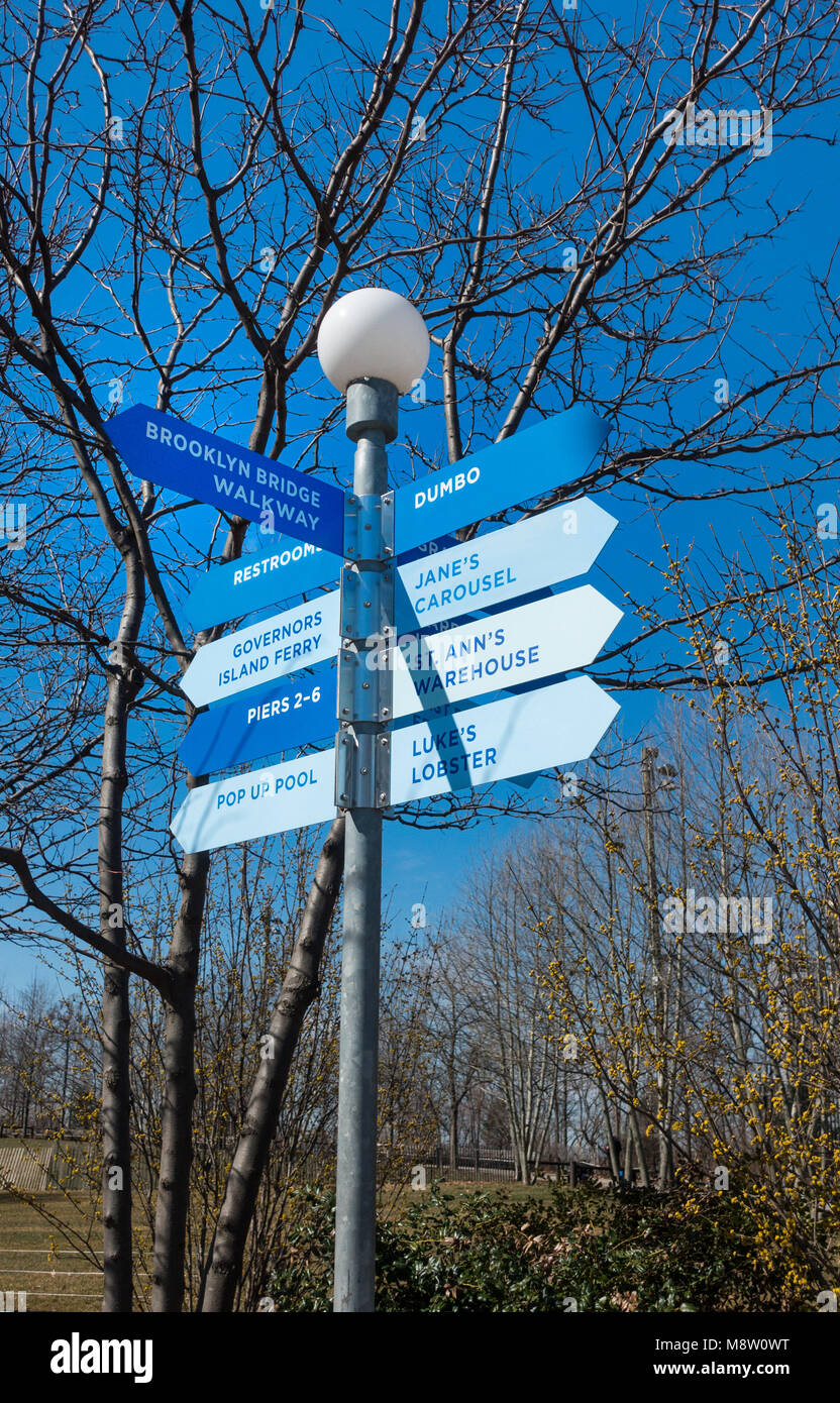 A mix of local direction signs in Dumbo Brooklyn Stock Photo - Alamy