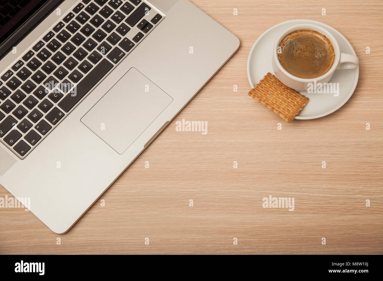 desk view in the office, computer and coffee Stock Photo - Alamy