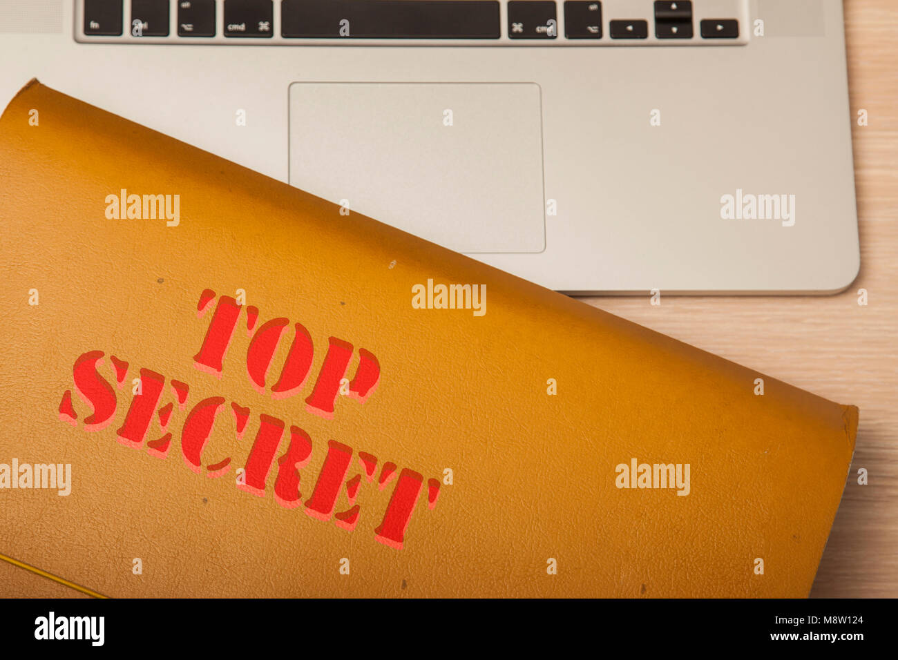 file with confidential data on the corporate desk, top view Stock Photo ...