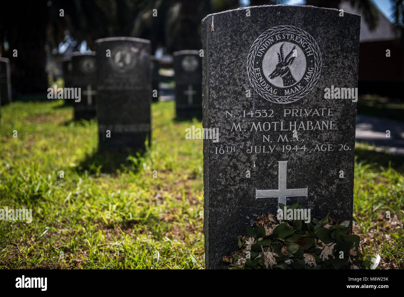 The grave of a young black African soldier killed during World War Two ...