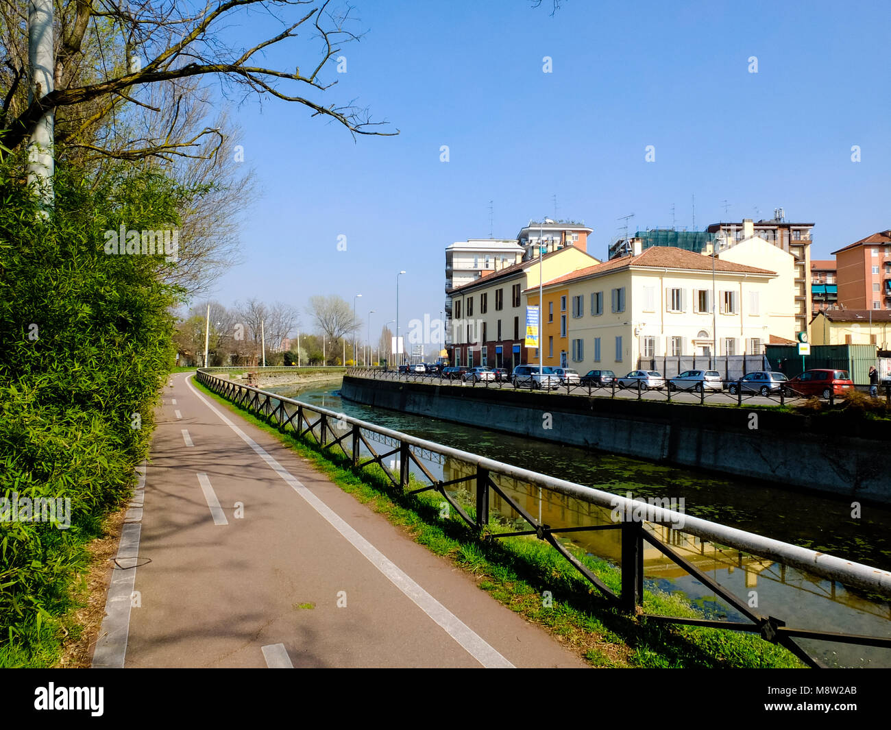 MILAN-ITALY-03 12 2014, Navigli area water canal passes through the ...