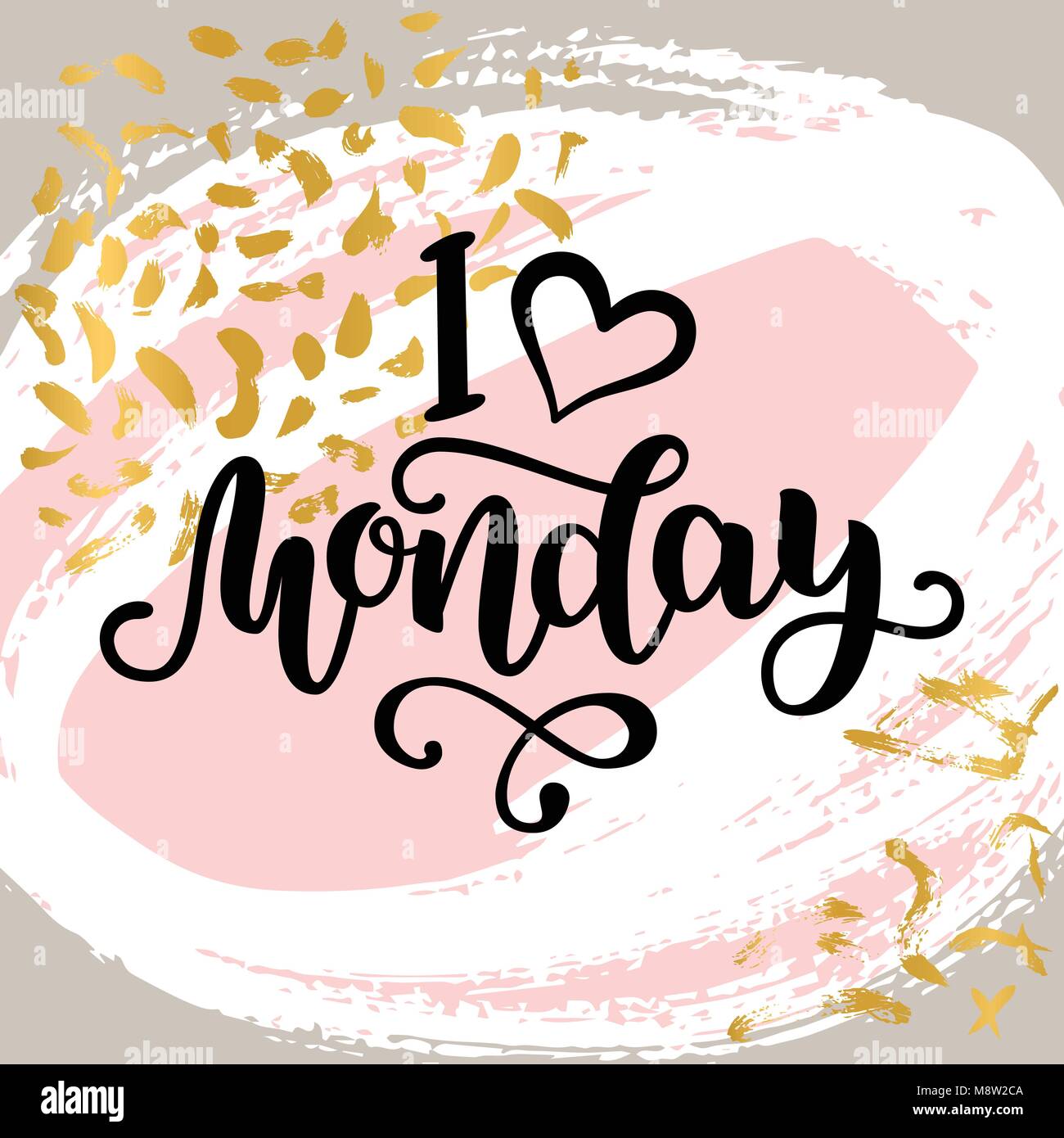 I love Monday. Motivational lettering quote for office workers, start ...
