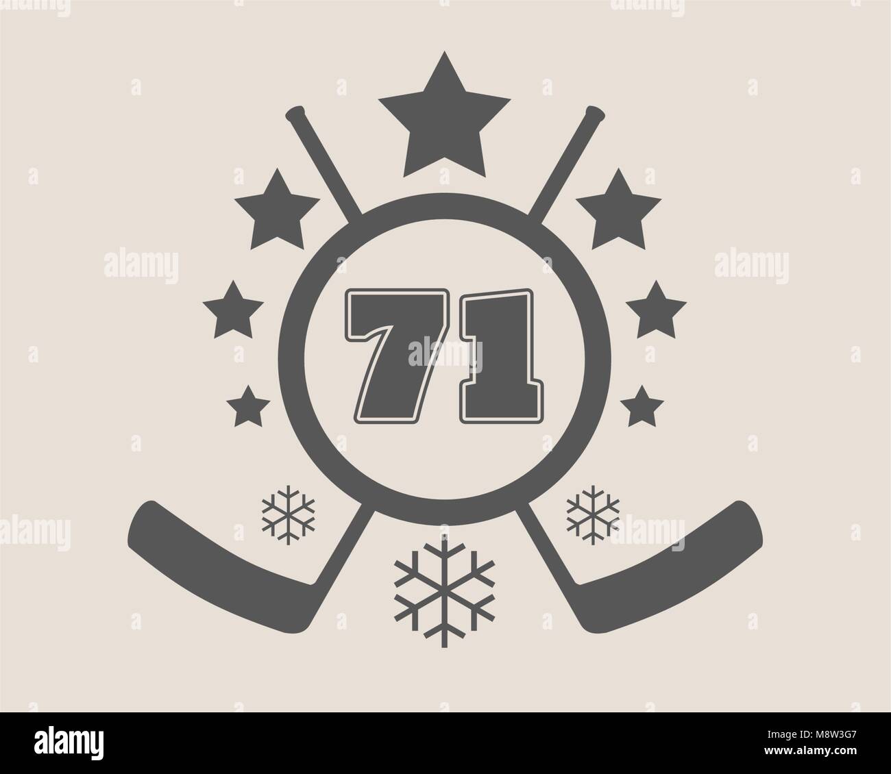 71 number vector illustration. Ice Hockey Emblem Stock Vector Image ...