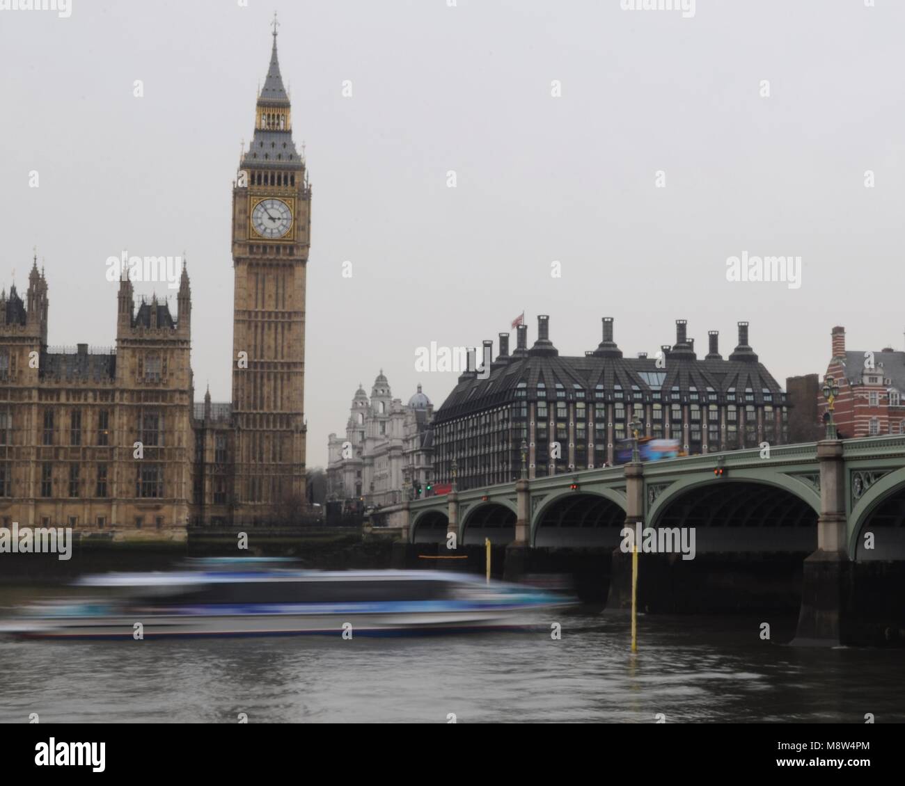 Big Ben and Westminster Bridge from South Bank Promenade Stock Photo ...