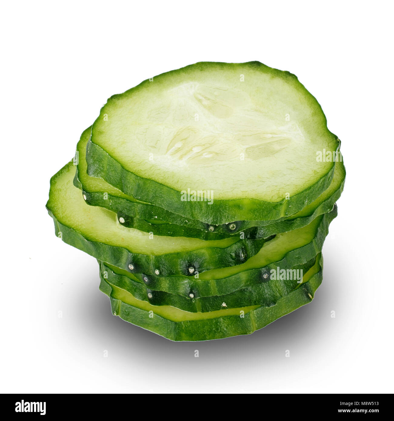 sliced cucumber isolated on white background, with clipping path Stock ...