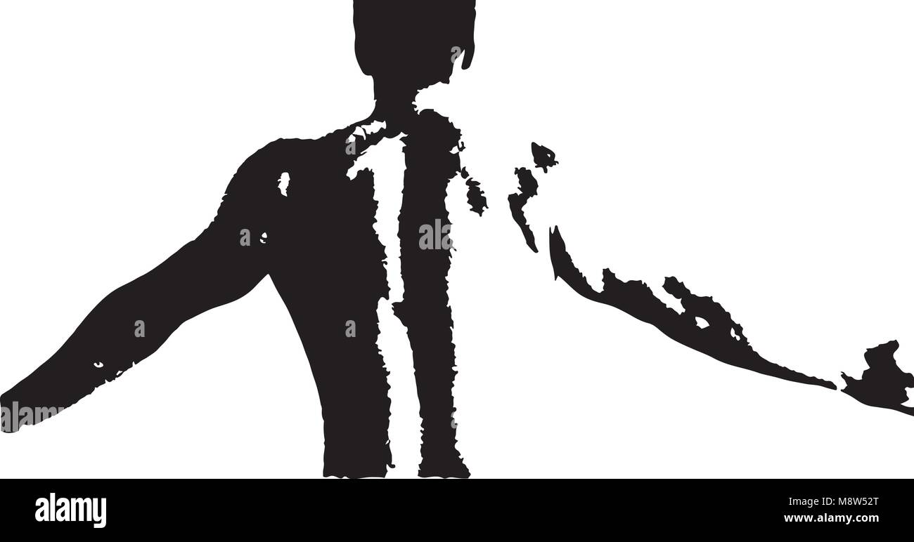 Vector illustration of the back of a young man flexing his muscles ...