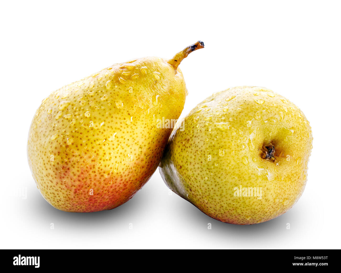 Fresh yellow pears isolated on white with a clipping path Stock Photo ...