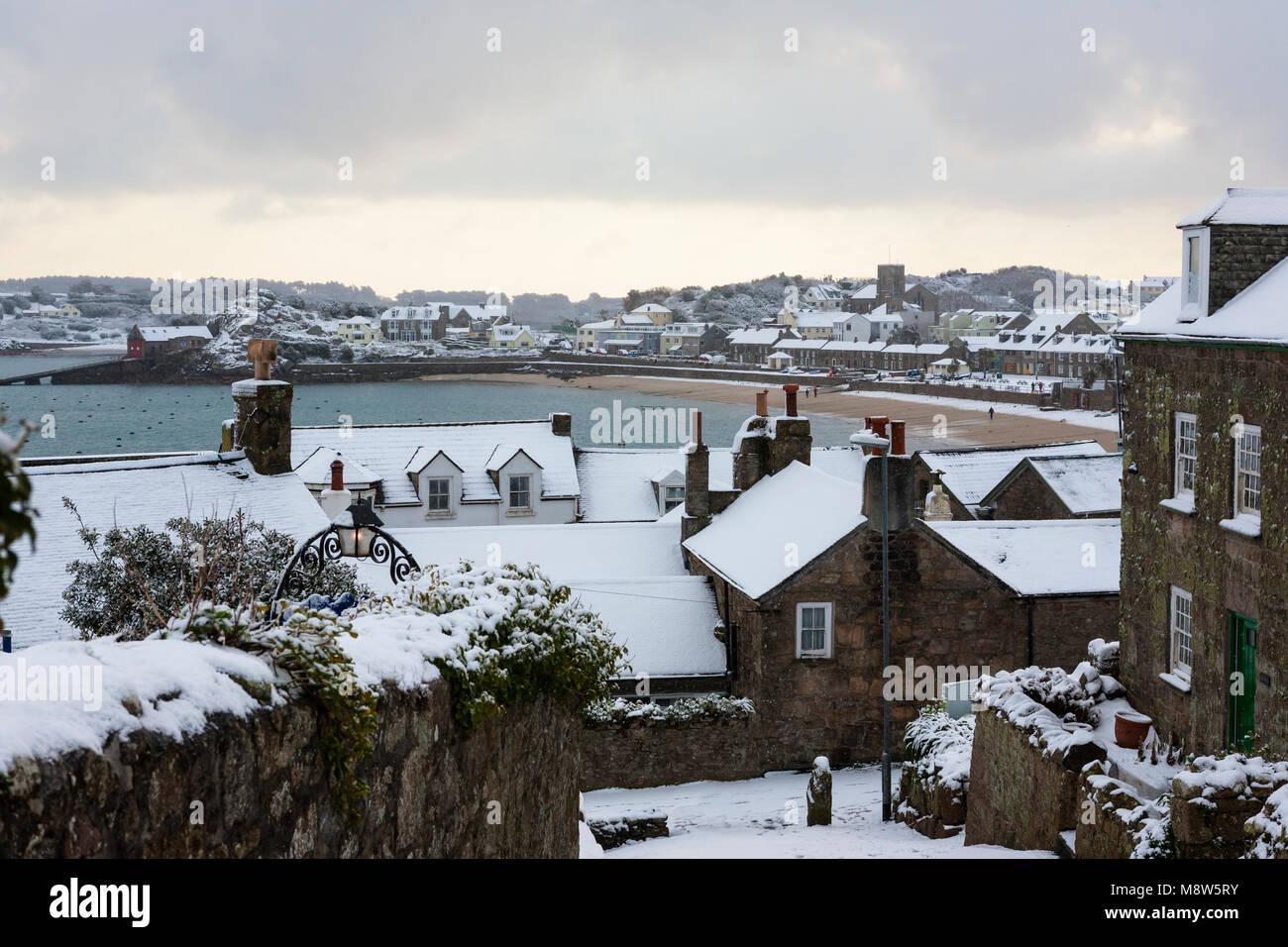 A rare snowfall: Garrison Hill, Hugh Town, St. Mary's, Isles of Scilly ...