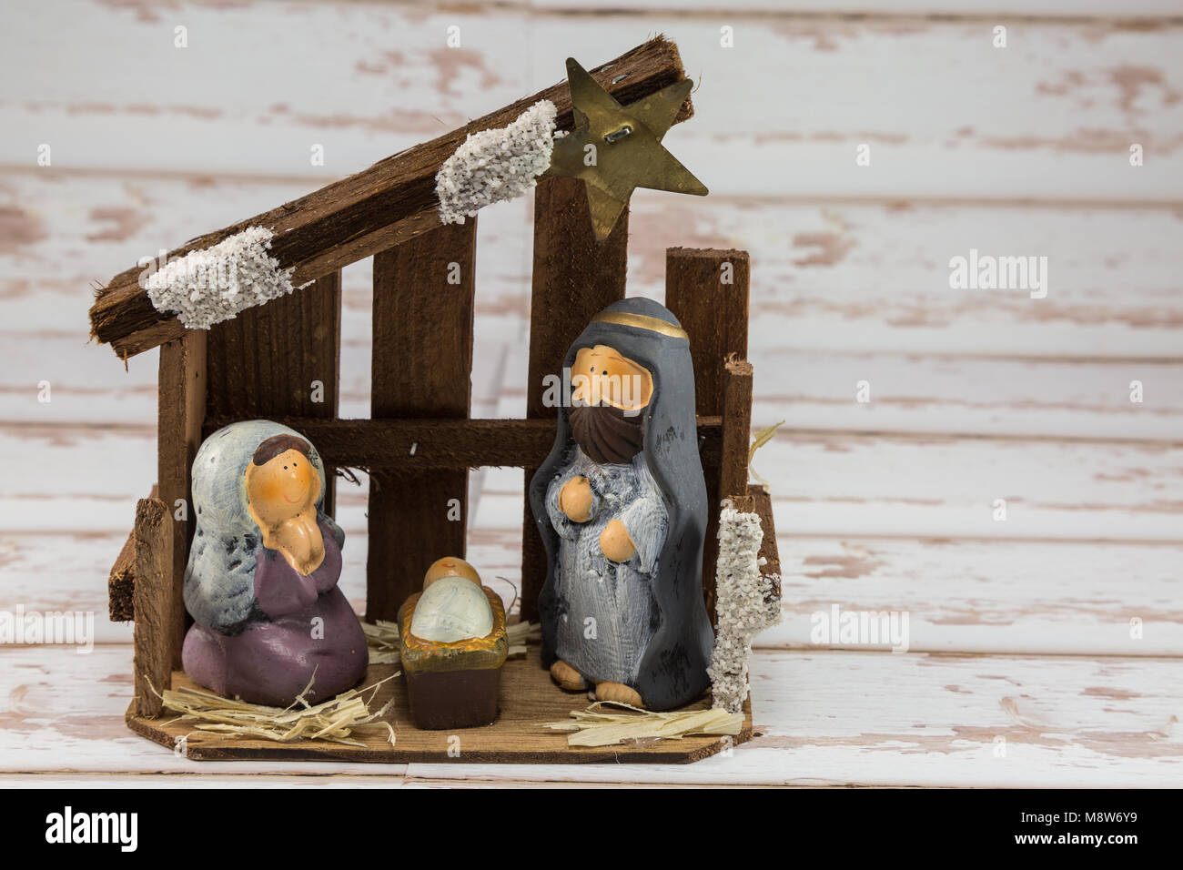 Wooden Decoration with Nativity Scene: Christmas Symbol Theme Stock ...