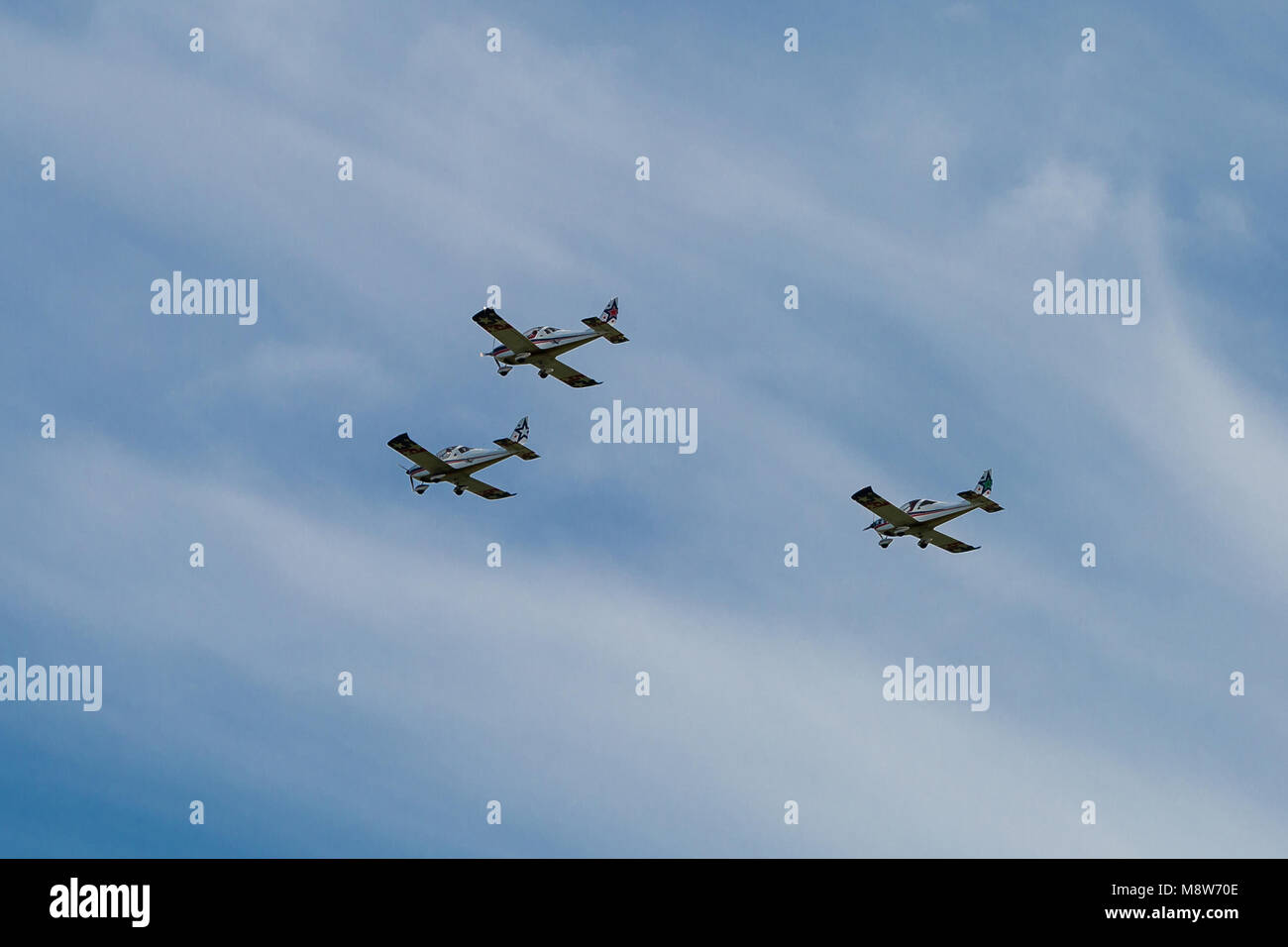 Three Airplanes flying on airshow, Performance, Skill and Teamwork ...