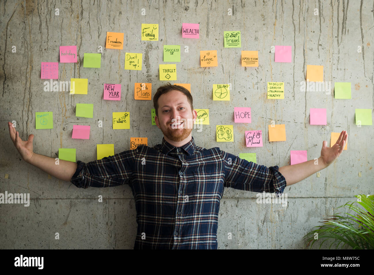 Person and notes on wall and room hi-res stock photography and images ...