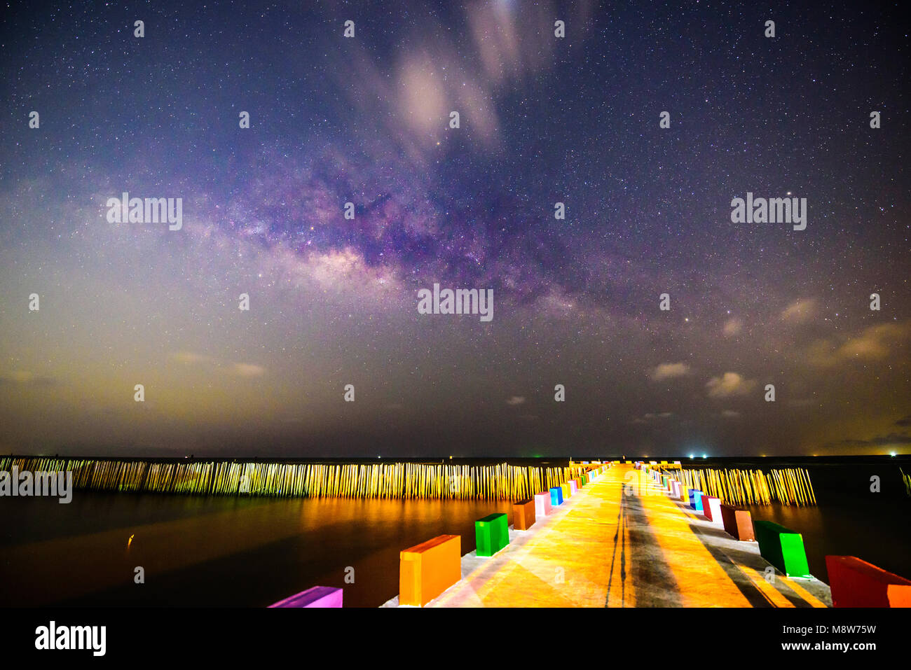 Milky way at the sea in dark night Stock Photo - Alamy