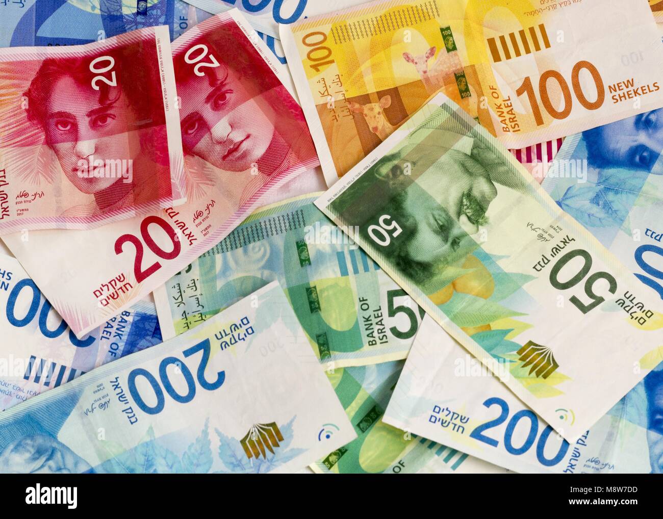 Israeli New Shekel banknotes background.Concept of Finance,banking and ...