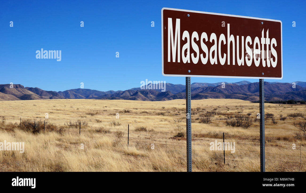 Massachusetts road sign with blue sky and wilderness Stock Photo - Alamy
