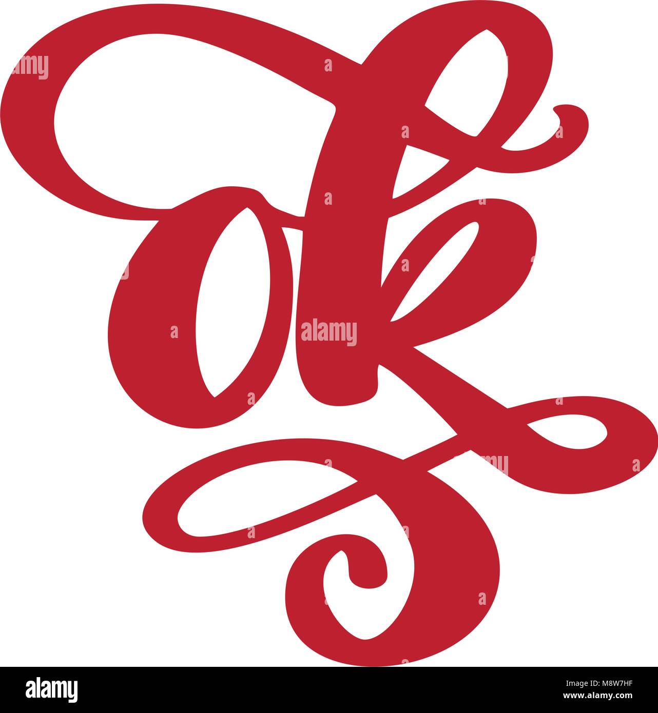 ok symbol Hand drawn lettering text. Ink illustration. Modern brush ...