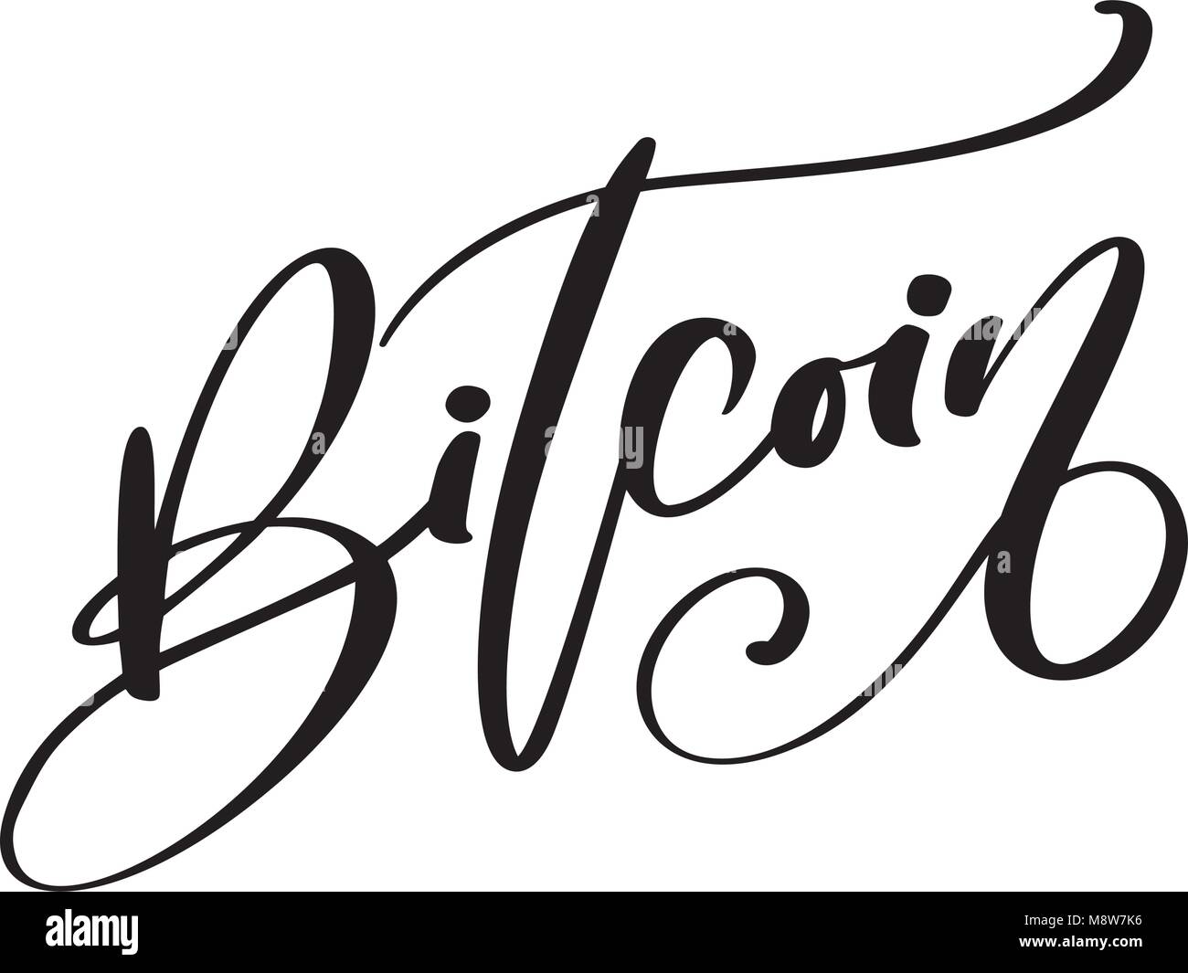 Bitcoin Hand written calligraphy text logo. Vector art crypto ...