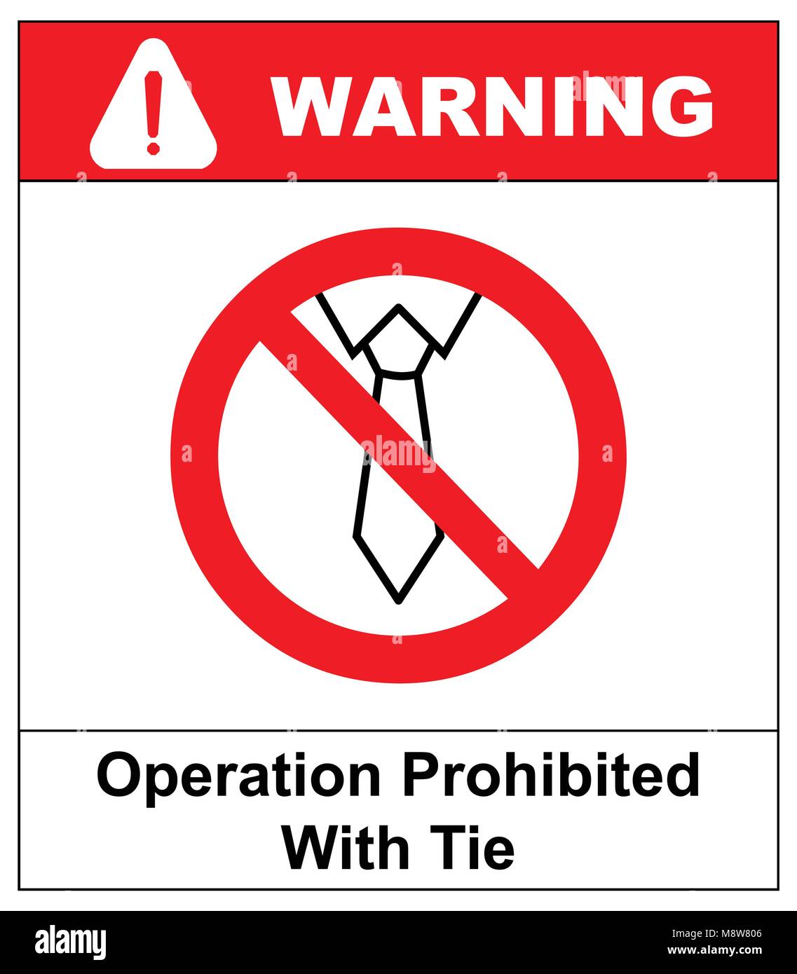 Operation prohibited with tie ban or stop sign, tie forbidden symbol ...