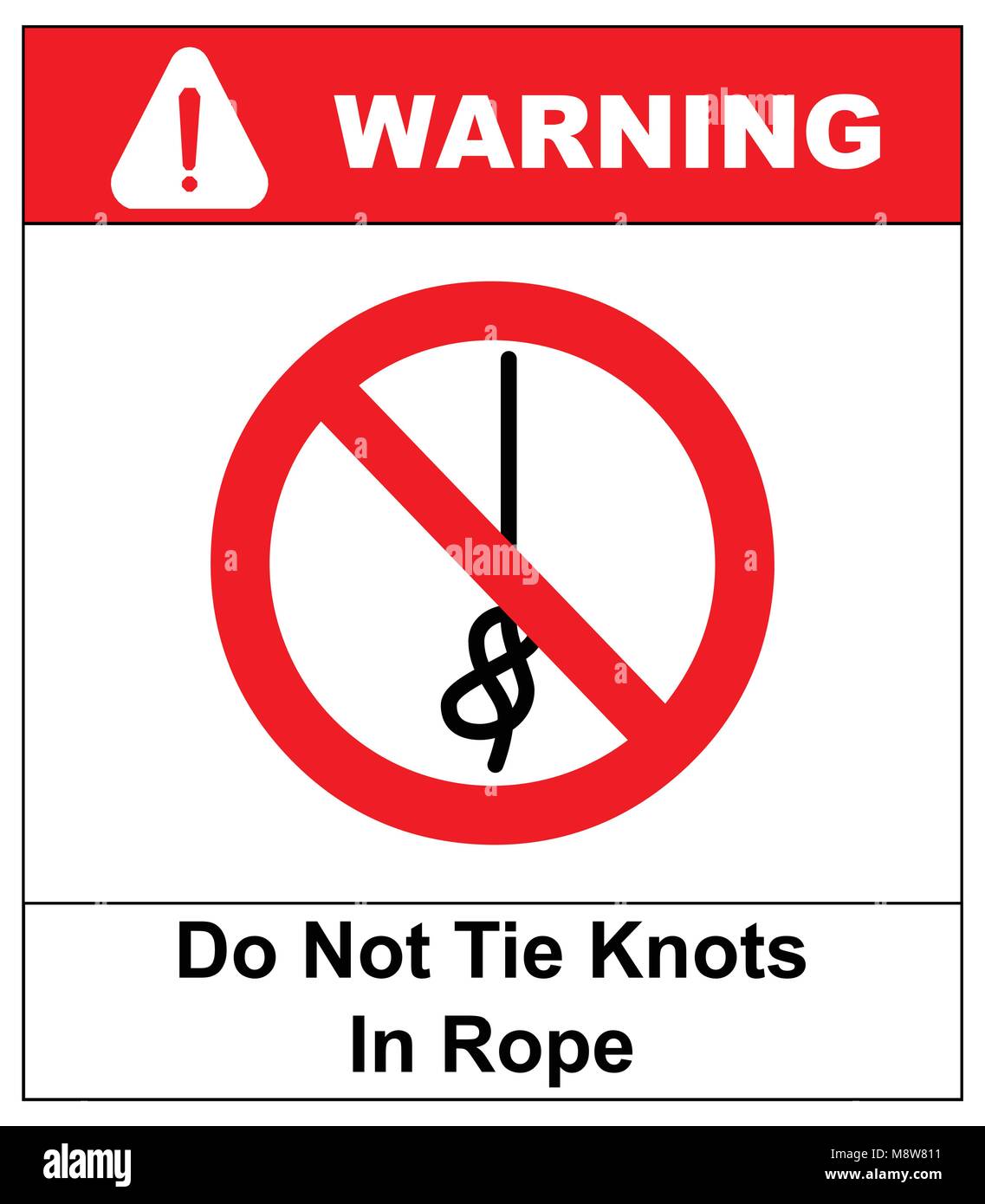Do not tie knots in rope, red sign. Vector illustration isolated on ...