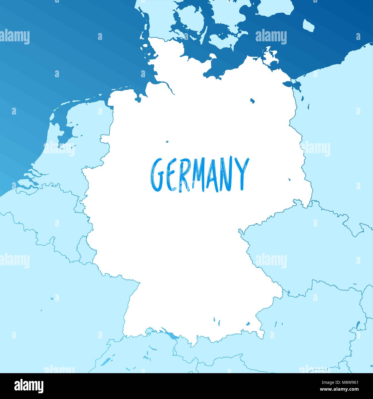 Germany Vector Map. Two-toned Silhouette Version. Rich details for ...
