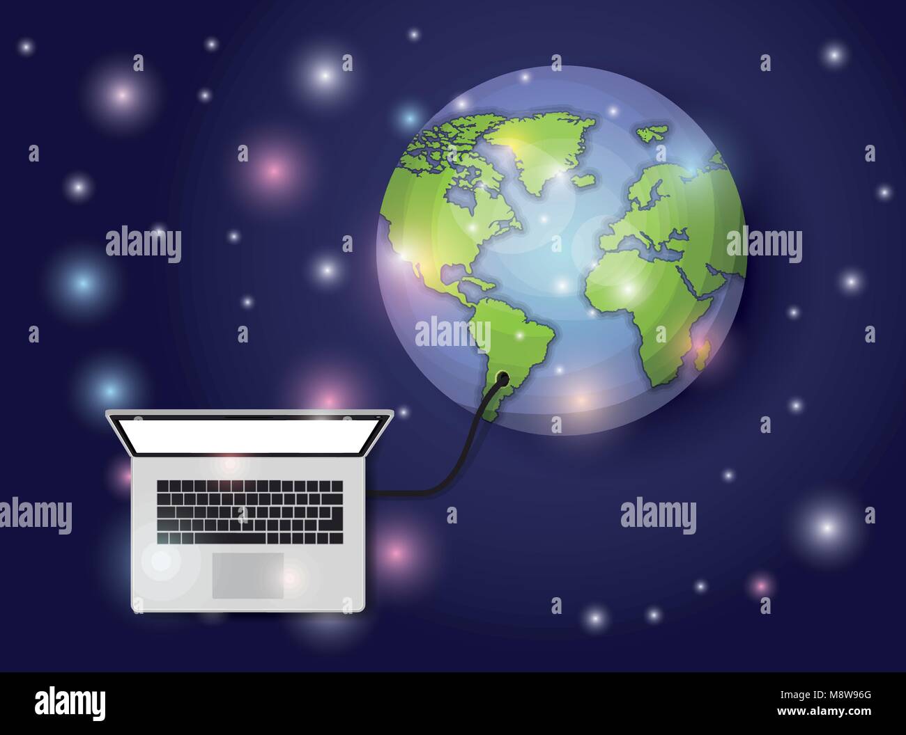 world planet with computer laptop connection Stock Vector Image & Art ...