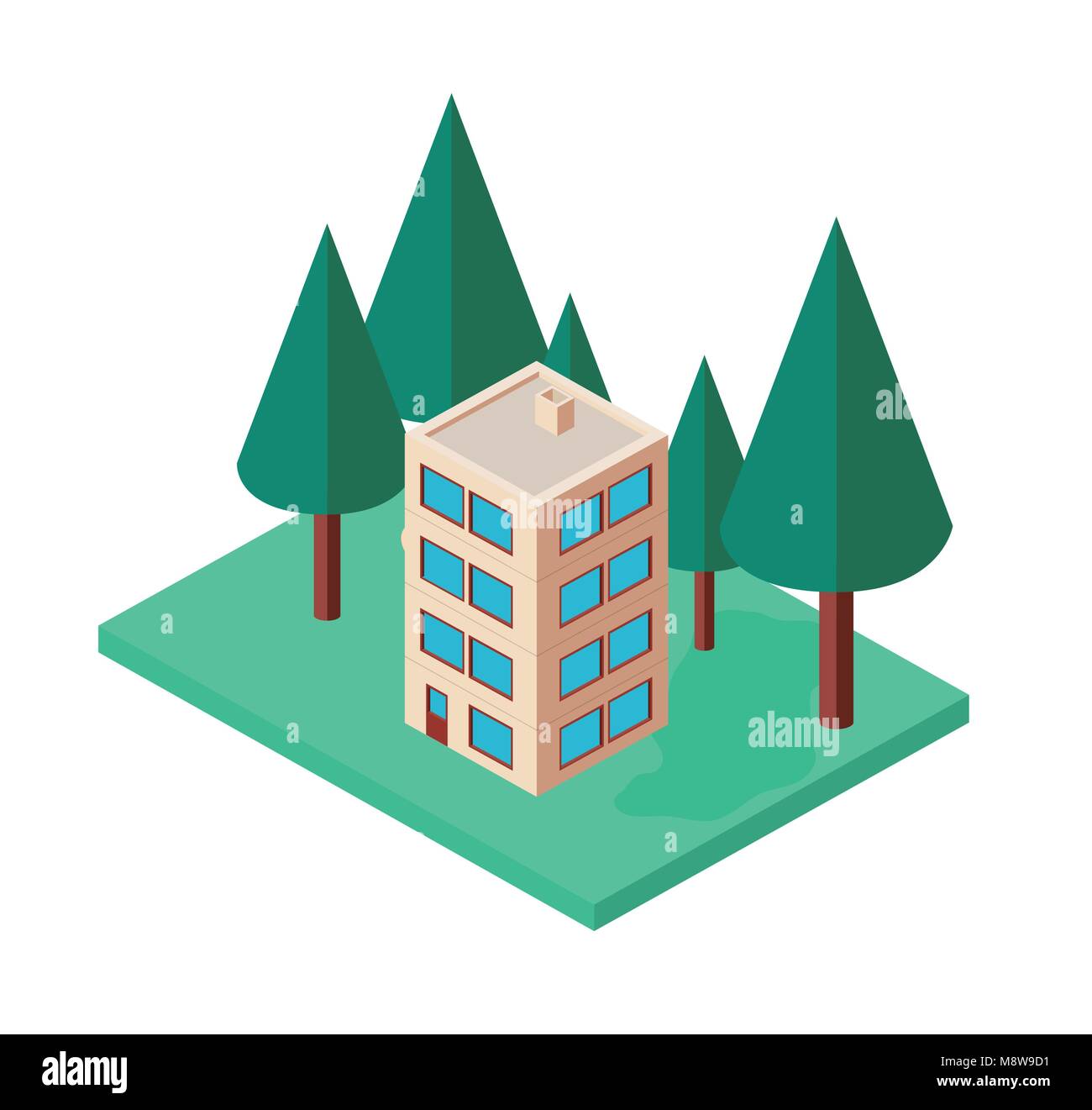 mini tree and building isometric Stock Vector Image & Art - Alamy
