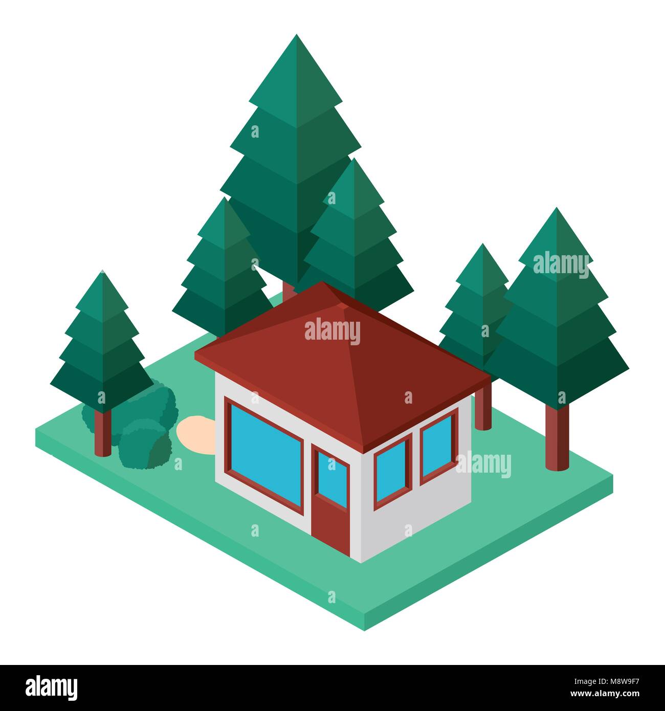 mini tree and house isometric Stock Vector Image & Art - Alamy