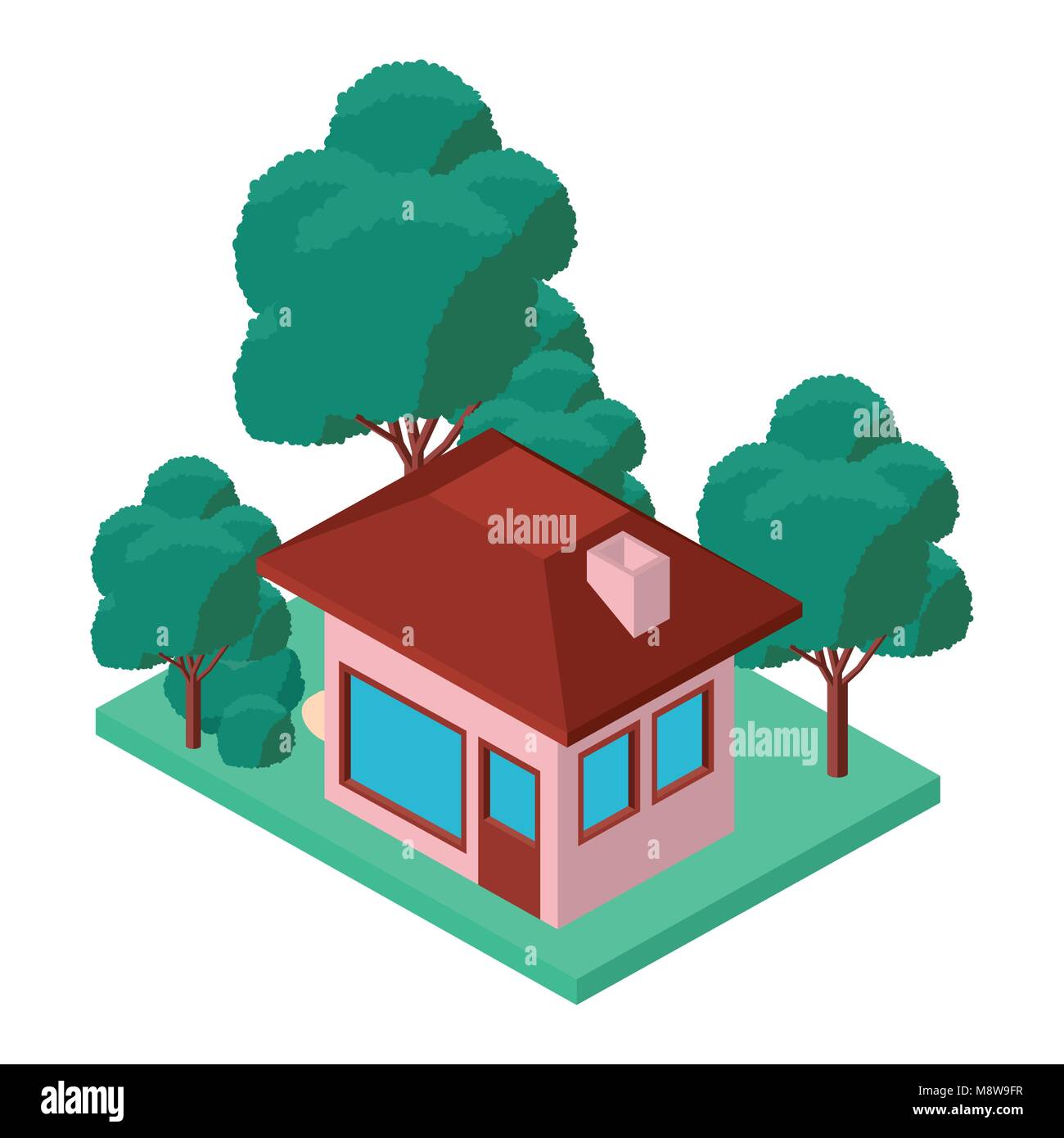 mini tree and house isometric Stock Vector Image & Art - Alamy