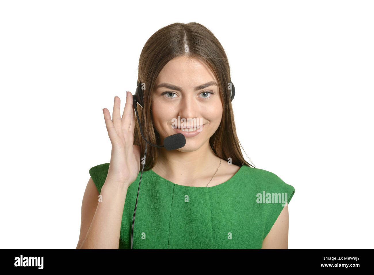 Service operator woman with headset Stock Photo - Alamy