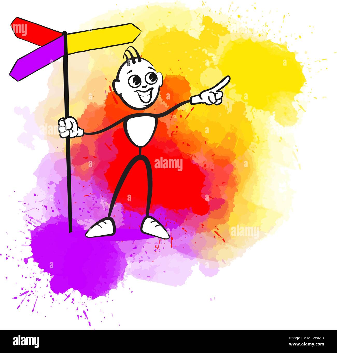 Man pointing up. Emotional business icon for digital marketing and ...