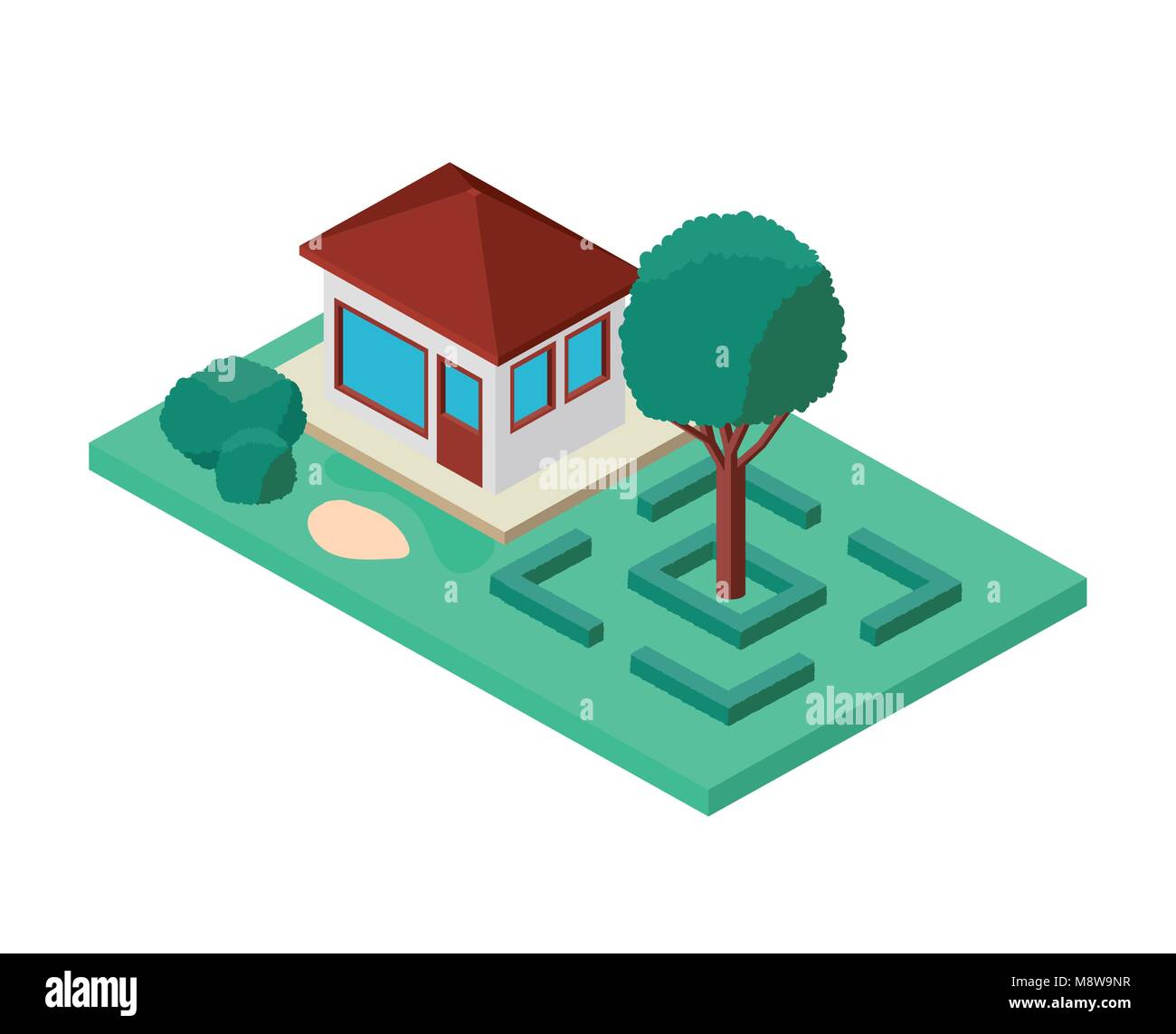 mini tree and house isometric Stock Vector Image & Art - Alamy