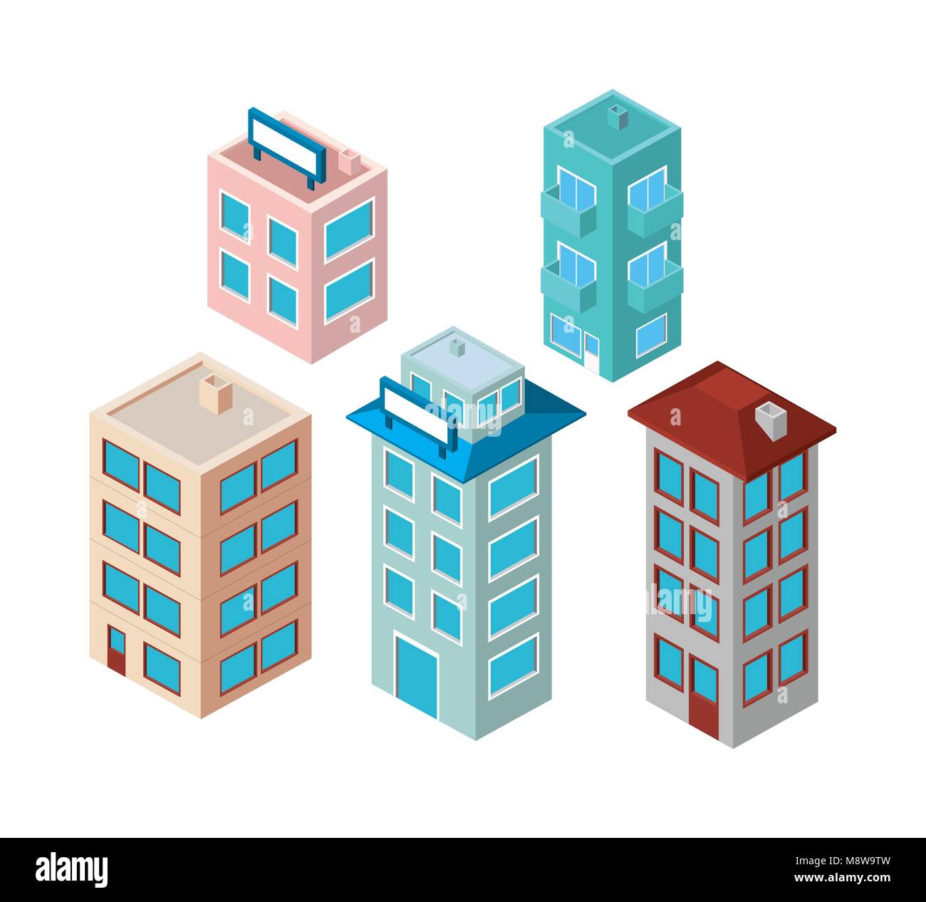 mini set buildings isometric icons Stock Vector Image & Art - Alamy