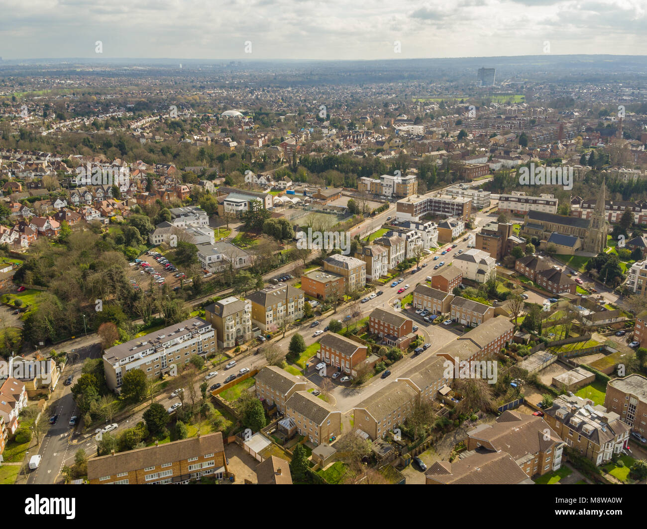 Aerial view of Surbiton, London, UK Stock Photo - Alamy