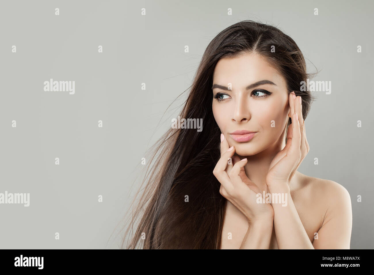 Young Perfect Female Face. Beauty Woman Face Close Up Stock Photo - Alamy