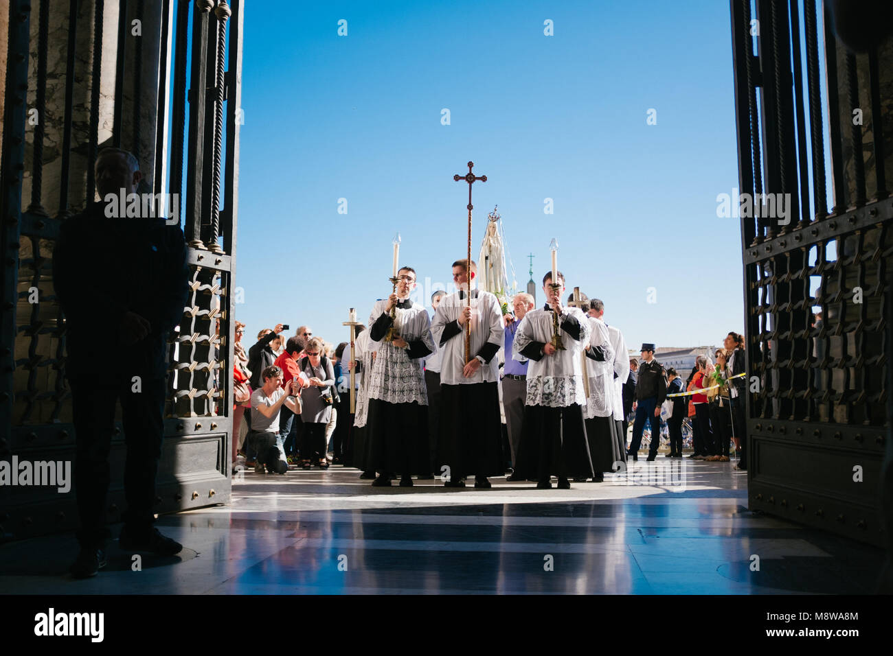 ROME-ITALY-24 10 2015, religious procession through the streets of Rome ...