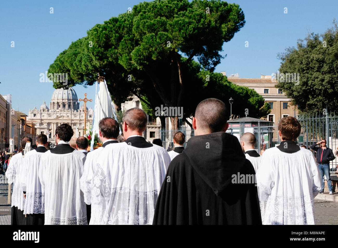 ROME-ITALY-24 10 2015, religious procession through the streets of Rome ...