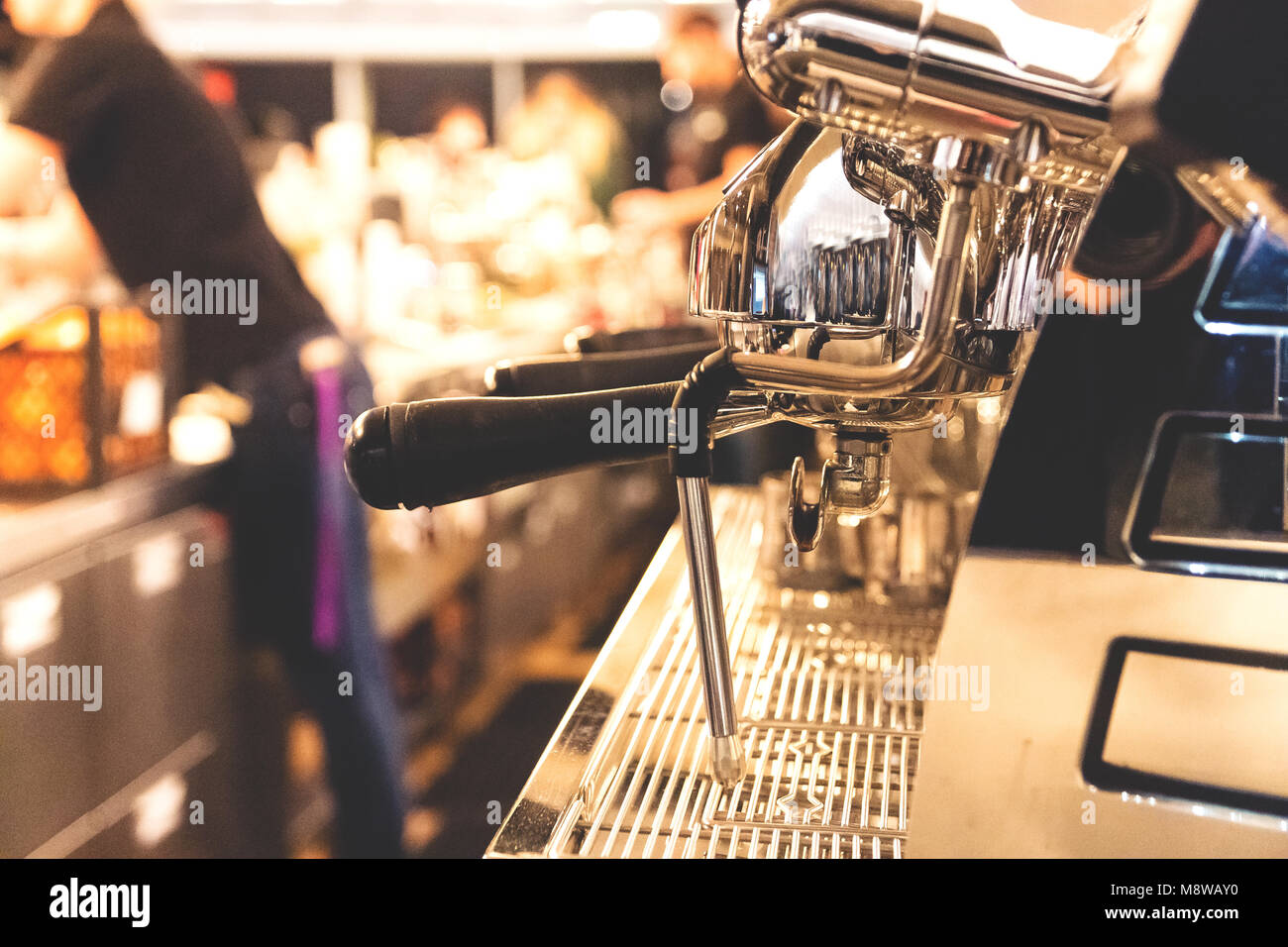 professional coffee machine in a bar close up Stock Photo - Alamy