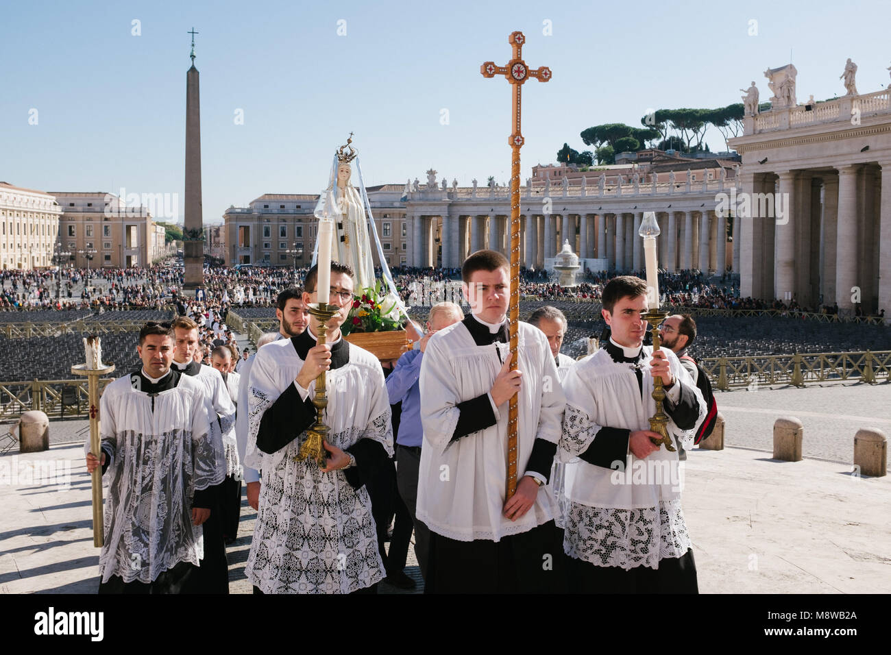 ROME-ITALY-24 10 2015, religious procession through the streets of Rome ...