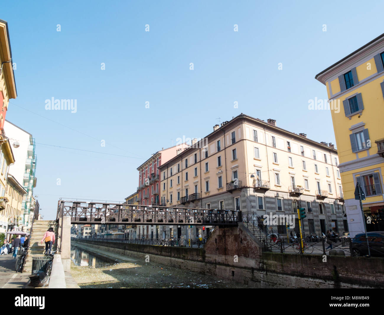 MILAN-ITALY-03 12 2014, Navigli area water canal passes through the ...